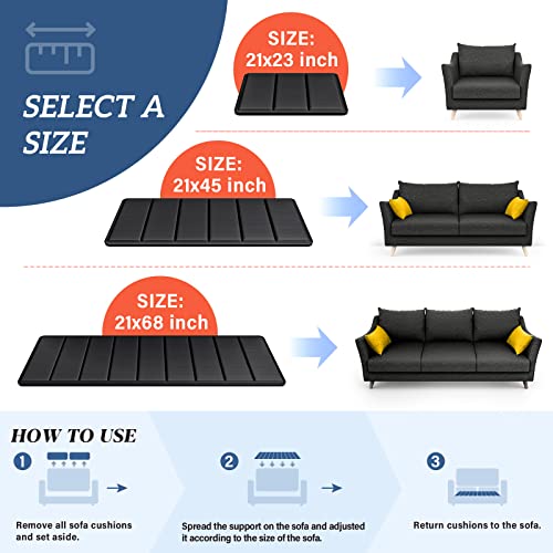 Jin&Bao Couch Cushion Support for Sagging, Heavy Duty Solid Wood Sofa Cushion Support 21＂- 68＂ for Loveseat- Couch Supporter Under The Cushions Board 100% Saver Sagging(Black)