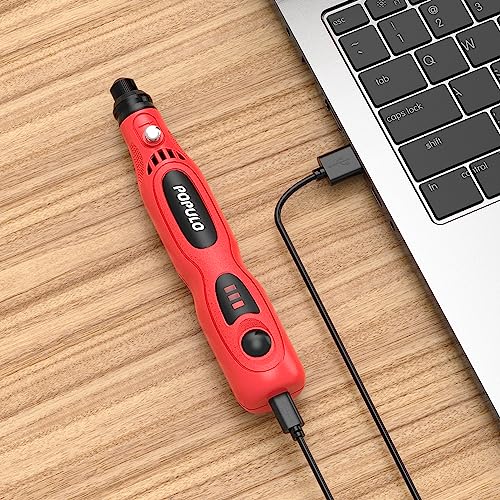 POPULO Mini Cordless Rotary Tool Portable 4V Jewelry Polishing Kit with 46 Pieces Rotary Accessory Kit, Max Speed Load up to15000 RPM,USB Charging,Engraving Pen,Polishing, Grinding, DIY Crafts