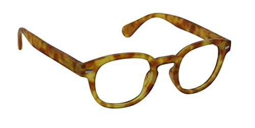 Peepers by PeeperSpecs Headliner Round Blue Light Blocking Reading Glasses, Honey Tortoise, 46 + 1.5