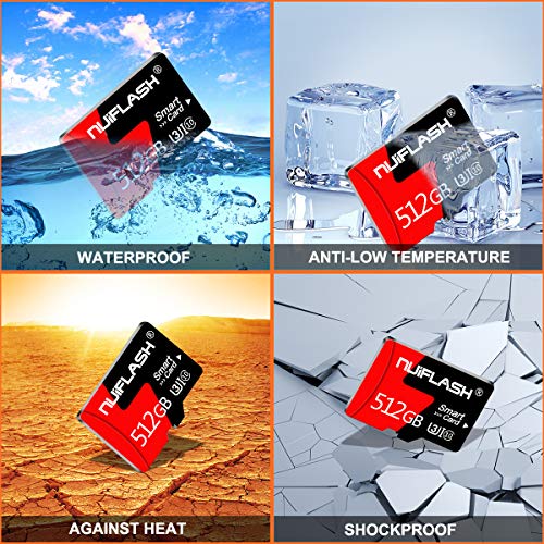 Micro Memory SD Cards 512GB TF Card with Free SD Card Adapter Class 10 High Speed 512GB Memory Card 512GB for Dash Cams Action Camera,Surveillance&Security Cams 512GB