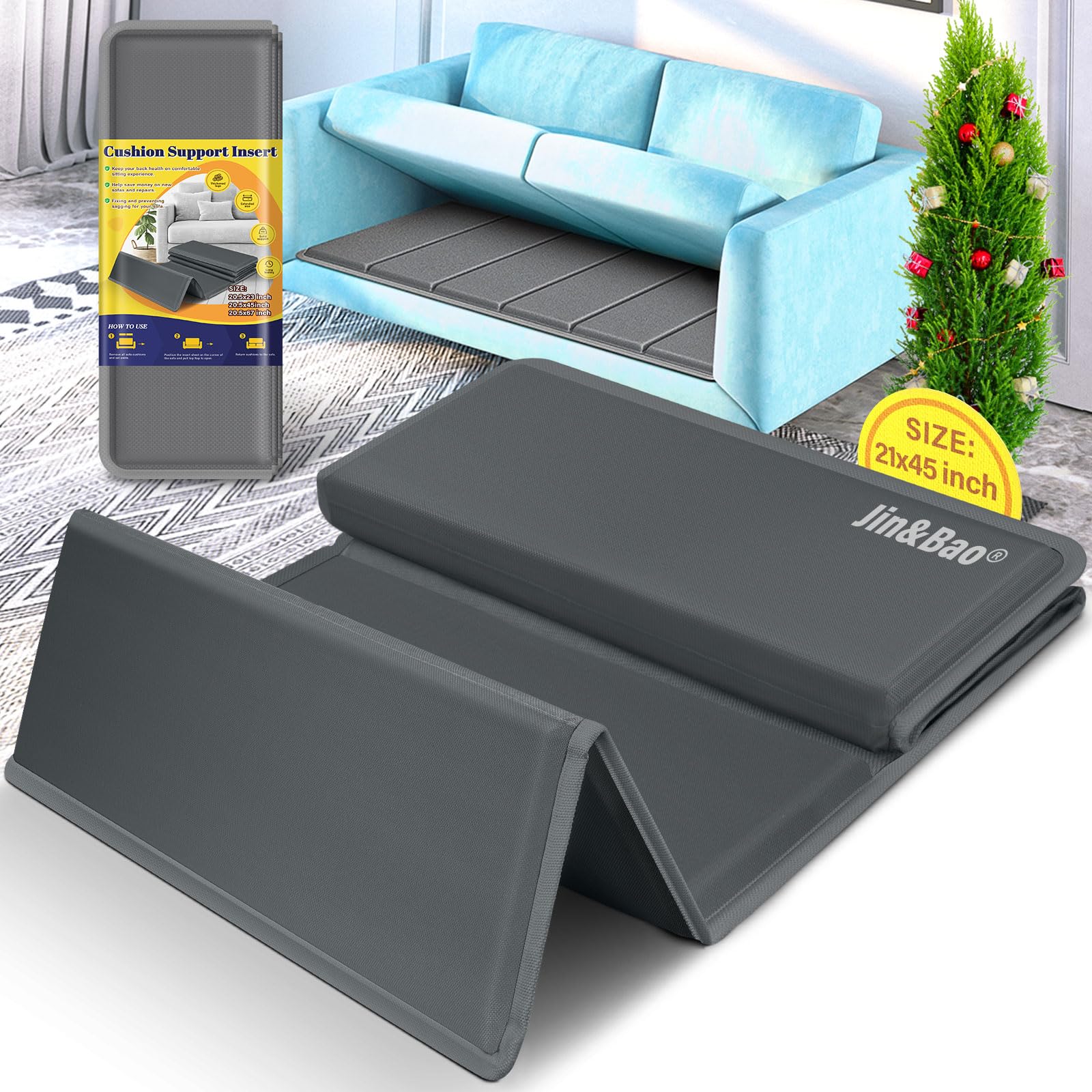Jin&Bao Couch Cushion Support for Sagging, Heavy Duty Solid Wood Sofa Cushion Support 21＂- 45＂ for Loveseat- Couch Supporter Under The Cushions Board 100% Saver Sagging