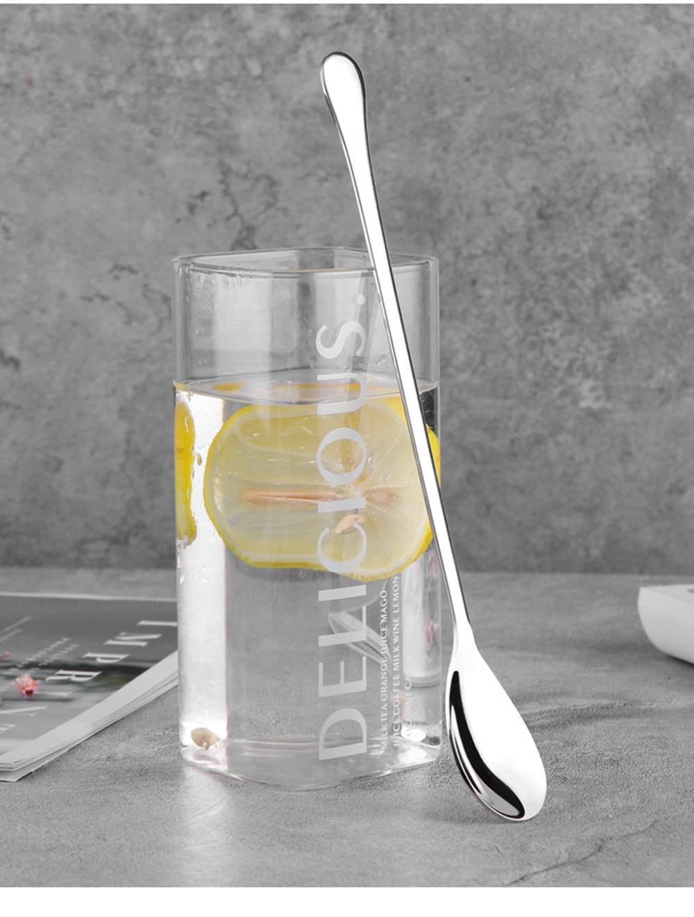 Long Handle Spoons,8-inch Ice Tea Spoon, Coffee Stirrers,Ice Cream Spoon, AXIAOLU Premium 18/10 Stainless Steel Cocktail Stirring Spoons, Set of 4 Silverā¦