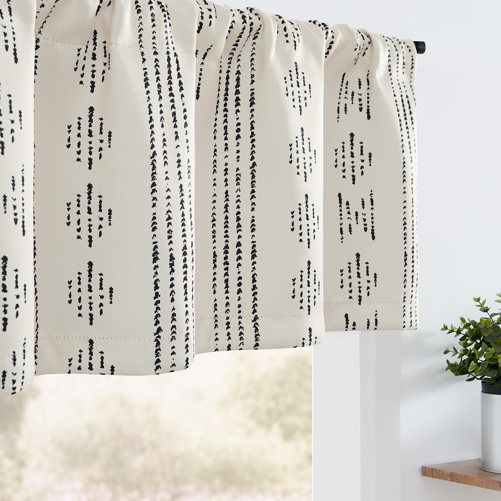 jinchan Tie Up Valance for Kitchen Windows Retro Linen Blend Damask Printed Curtains Rod Pocket for Small Window 18 Inches Long 1 Panel Grey