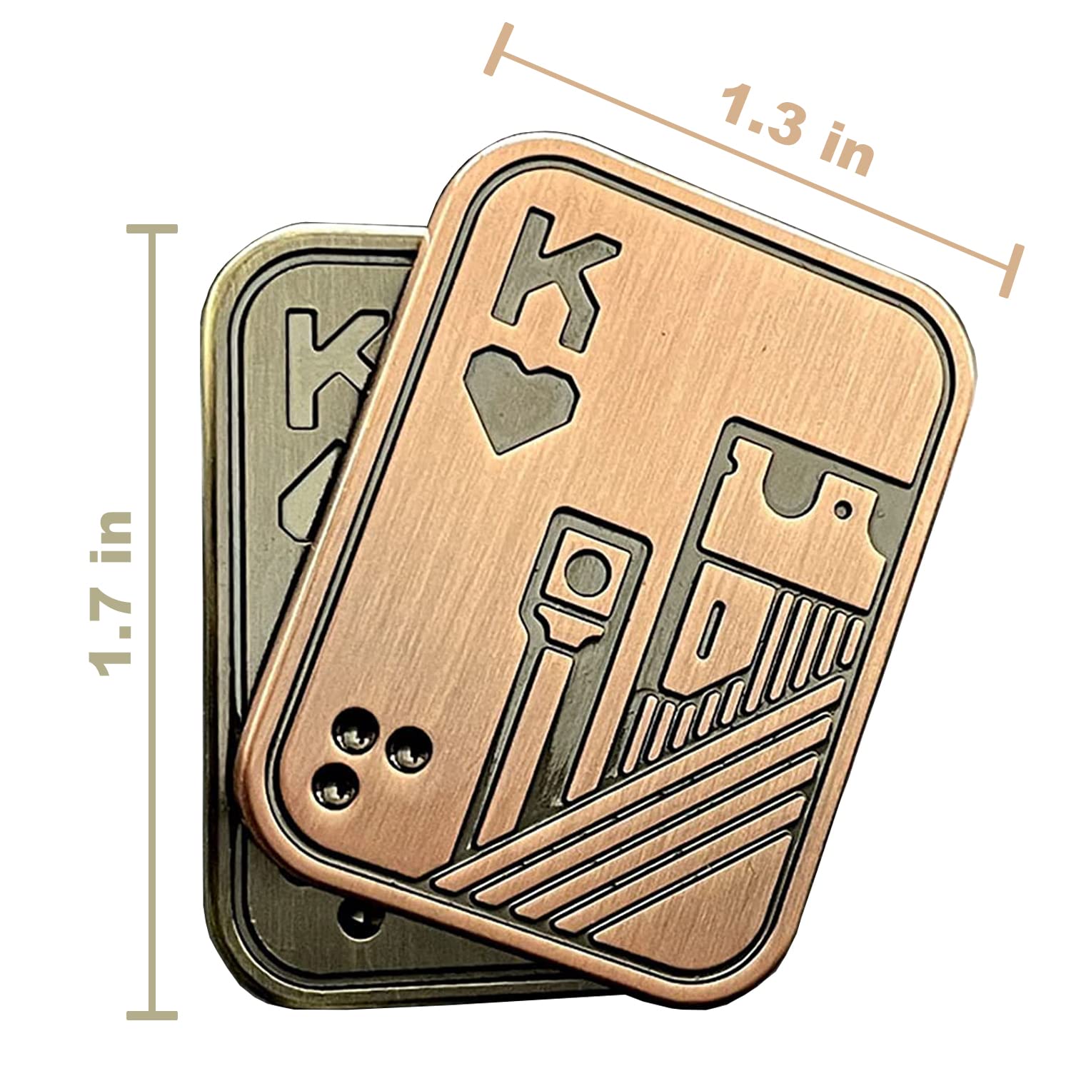 New Decompression Metal Poker Fidget_Slider,Manually Rotate Adult Office Decompression Toys to Relieve Pressure, Tabletop Toys for Adults, (Copper Skeleton)