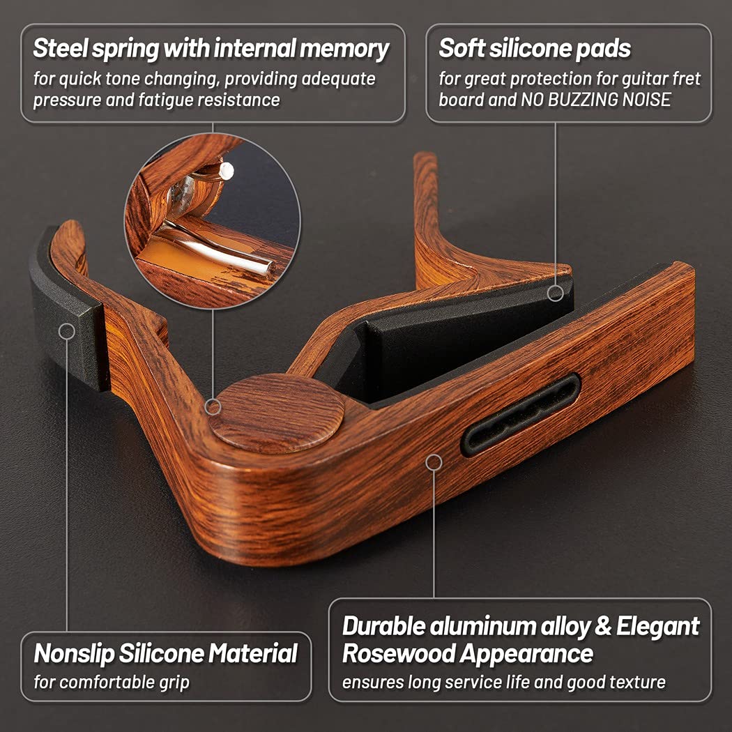 Guitar Capo, with Pick Holder Capo and Pick for Acoustic Electric Guitar,Ukulele