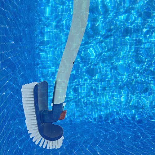 POOLWHALE Pool Step & Corner Brush,180 Degree Rotation Handle Scrub Brush,for Above Ground & Inground Swimming Pools, Spas & Hot Tubs, Fine Bristles