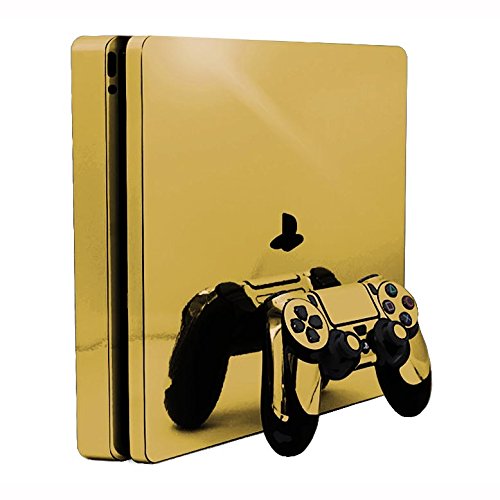 Gold Chrome Mirror - Vinyl Decal Mod Skin Kit by System Skins - Compatible with PlayStation 4 Slim Console (PS4S)