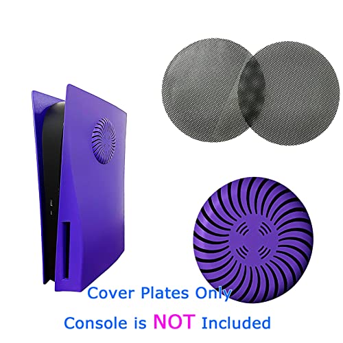 New for PS5 Extra Cover Plates Faceplate with Cooling Window Galaxy Purple Replacement, Compatible with for PlayStation 5 Disc Edition Console, Custom Face Plate Shell Covers + Dust Mesh Set