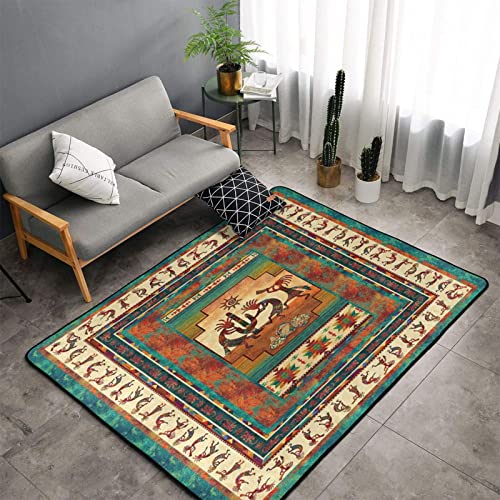 Soft Area Rug for Living Room,Southwestern Kokopelli Native American Indian,Large Floor Carpets Doormat Non Slip Washable Indoor Area Rugs for Bedroom Kids Room 5 x 7Ft