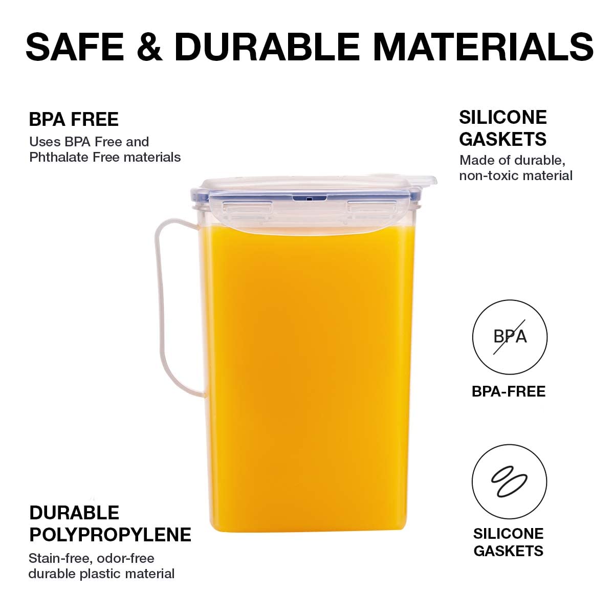 LocknLock Aqua Fridge Door Water Jug with Handle BPA Free Plastic Pitcher with Flip Top Lid Perfect for Making Teas and Juices, 2 Quarts, Clear