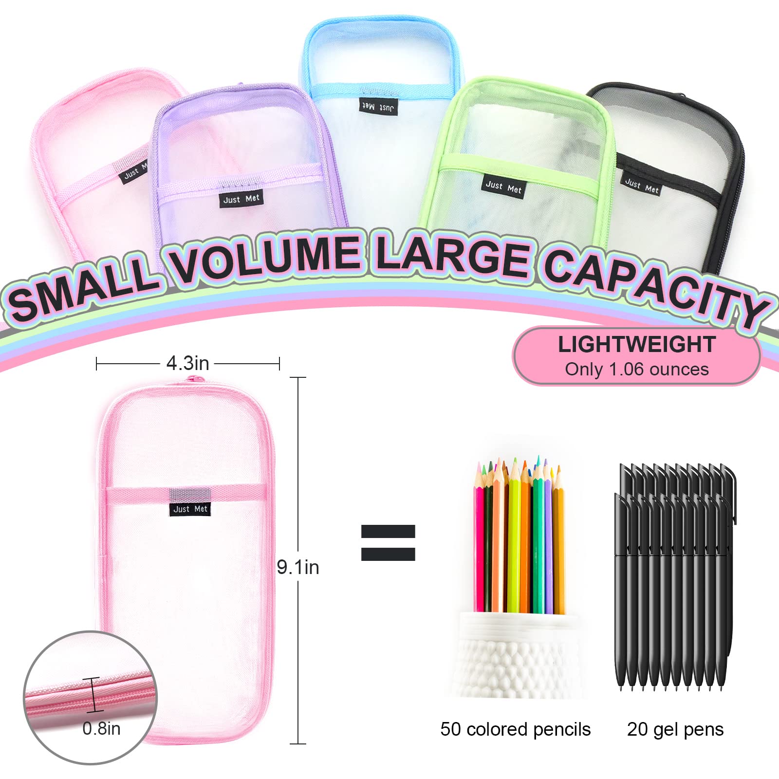 Sonuimy Clear Mesh Pencil Case Pouch, Clearly Visible Grid Pen Cases Organizer For Adult, Zipper Transparent Stationary Makeup Bag For Travel Office College-Green
