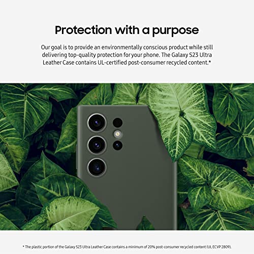 SAMSUNG Galaxy S23 Ultra Leather Phone Case, Premium Protective Cover w/Front and Back Protection, Soft Grip, US Version, EF-VS918LGEGUS, Green