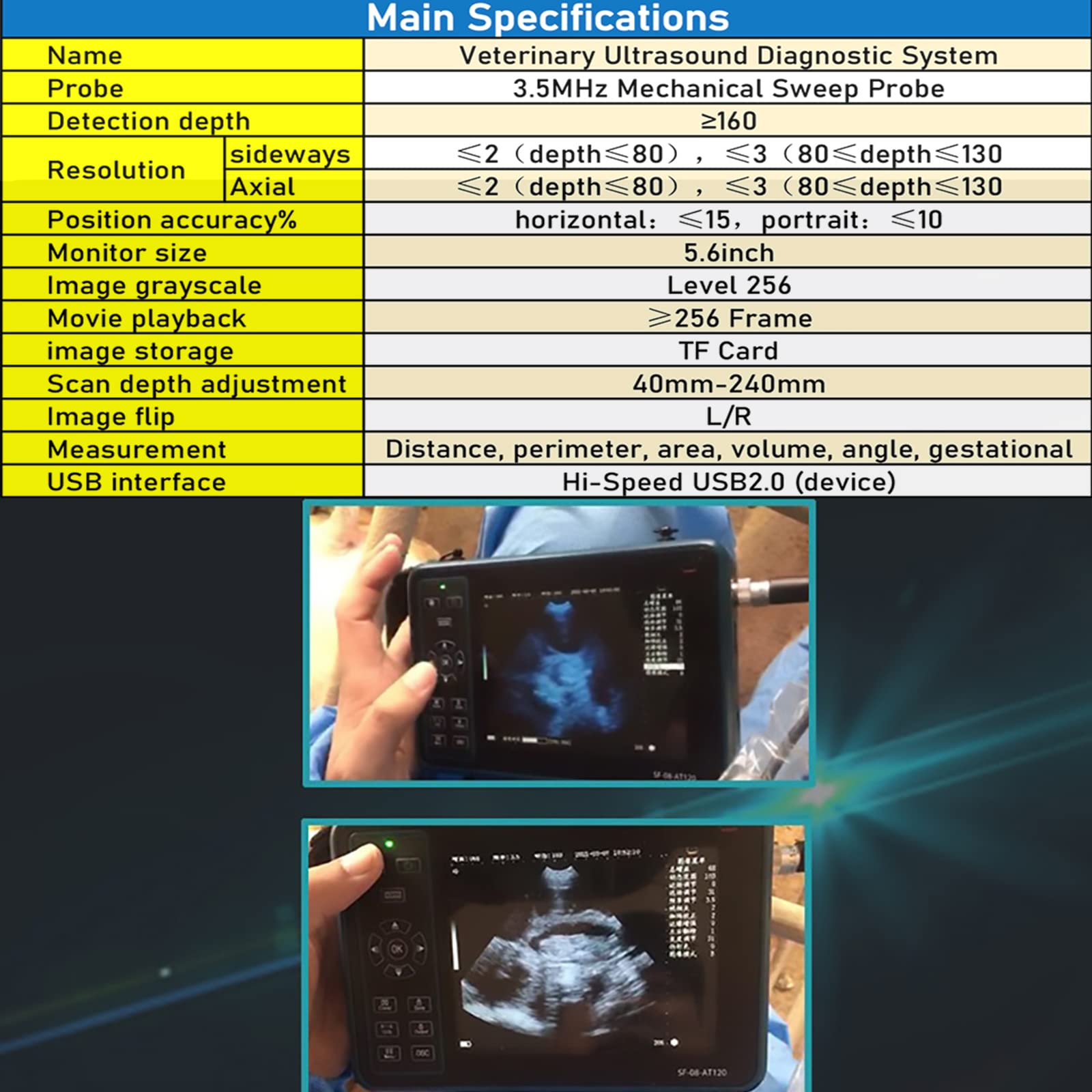 Pregnancy Test Ultrasound Scanner Veterinary Machine Portable B-Ultra Sound Scanner Farm Animals Pregnancy Mechanical Sector scanning Probe for Sheep, Pig Pregnancy Test