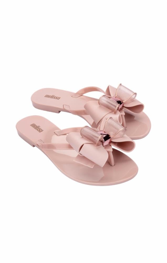 Melissa Womens Harmonic Fab Bow Flats Sandals Natural 6.5