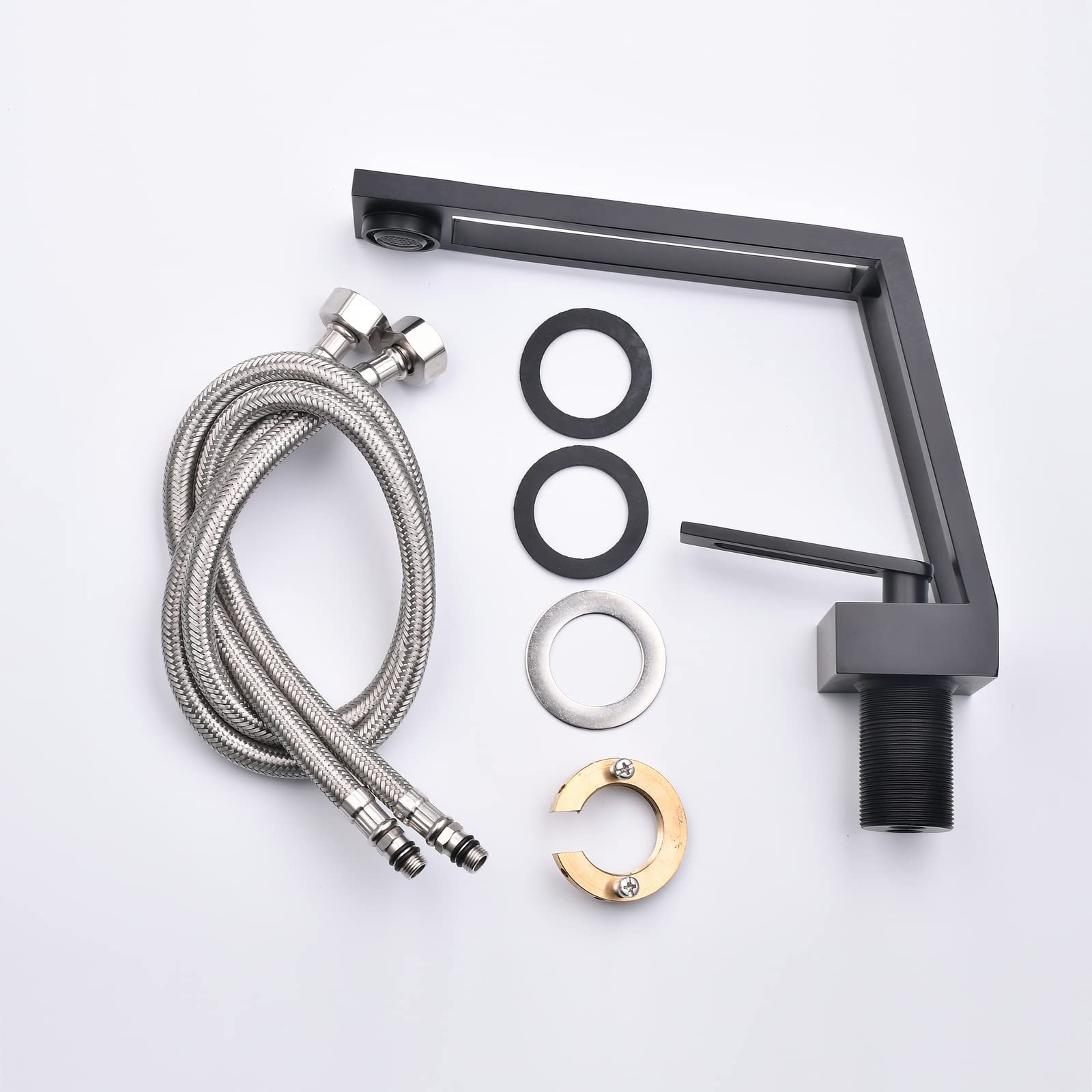 Modern Black Bathroom Sink Faucet: Single Hole Bathroom Faucet Matte Black - Unique Contemporary Vanity Faucets SHUNLI