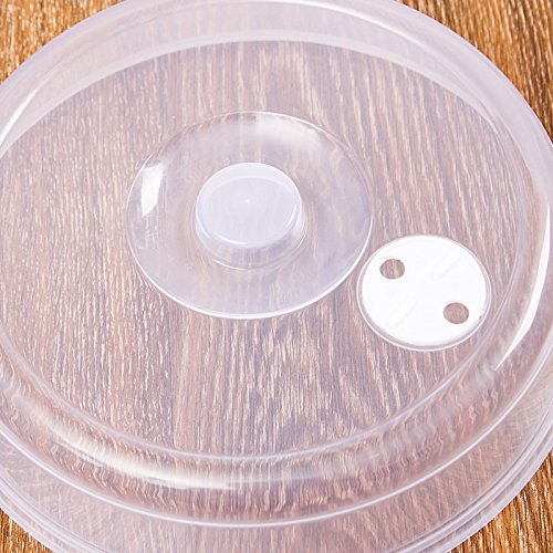 Microwave Splatter Cover for Food, BPA-Free Steam Vents Microwave Plate Cover with Easy-Grip Handle, Fruit Drainer Basket, For Dishwasher Safe & Refrigerator - 2Pcs (Diameter 9 inch + 6.7 inch)