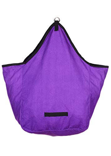WESTRIDE Nylon Large Horse Hay Bag with D Ring Heavy Duty Extra Wide Width 19" L x 19" H x 12W(Purple)