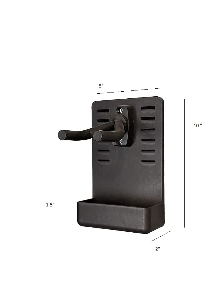 Guitar Wall Mount Hanger Black with Large Storage Compartment Shelf for Guitar Accessories Guitar Mount Guitar Holder Guitar Shelf Guitar Hooks for Wall No Drill Guitar Hanger