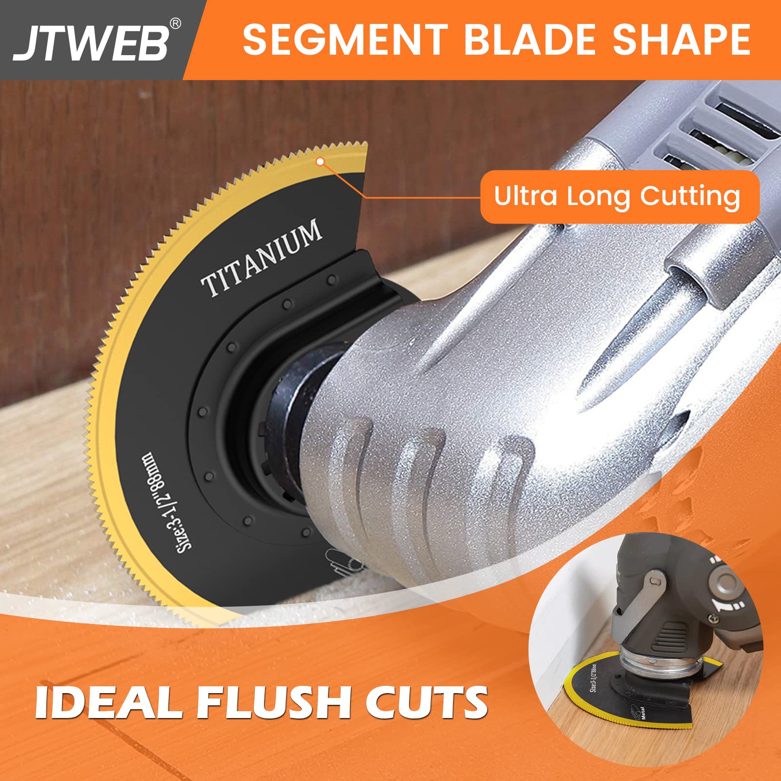 JTWEB 5PCS Titanium Oscillating Saw Blades Kit, Titanium Oscillating Multitool Blades for Metal Wood Nails Screws and Hard Material Cutting, Quick Release Oscillating Tool Blades fit Multiple Models