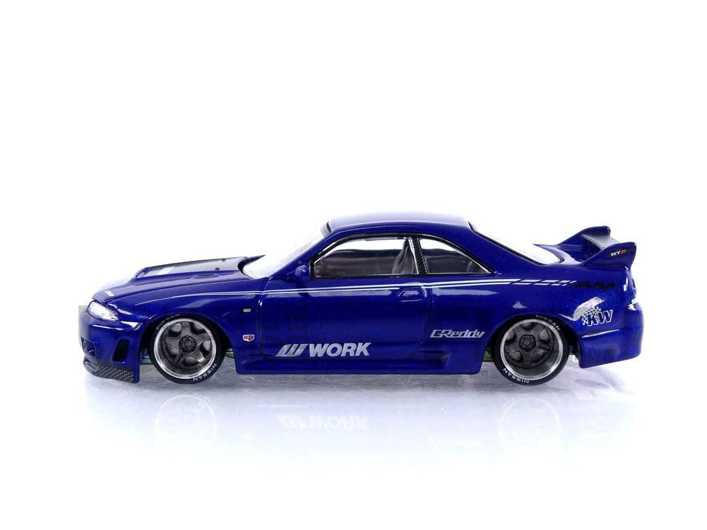 True Scale Miniatures Model Car Compatible with Nissan Skyline GT-R (R33) Kaido Works V2 Blue Limited Edition 1/64 Diecast Model Car Kaido House KHMG089