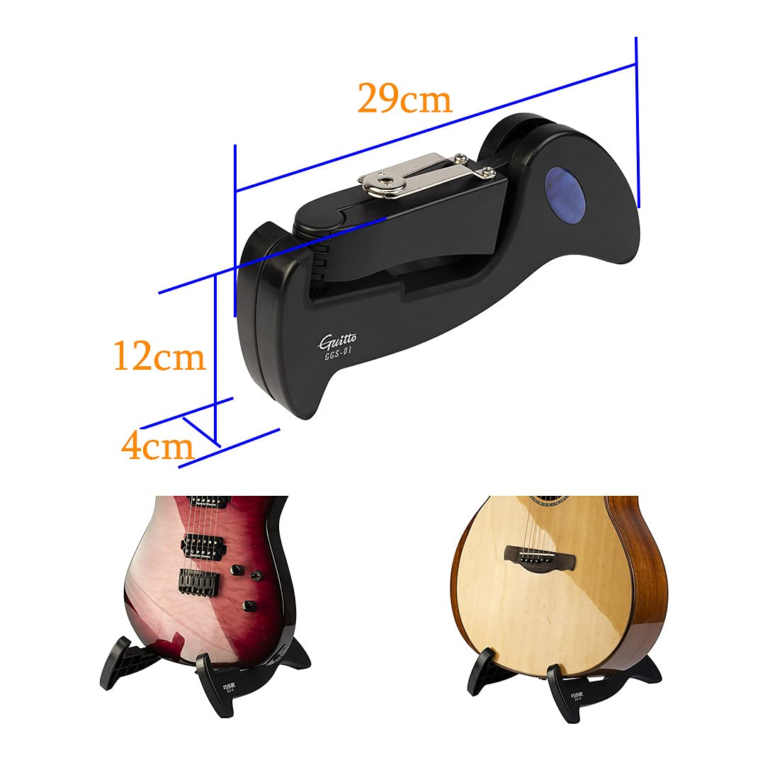 GUITTO Guitar Stand Tripod Adjustable Classic A-Frame Stand Universal for Acoustic and Bass Electric Guitars Folding Floor Travel Stand Small Single Holder (GGS-01)