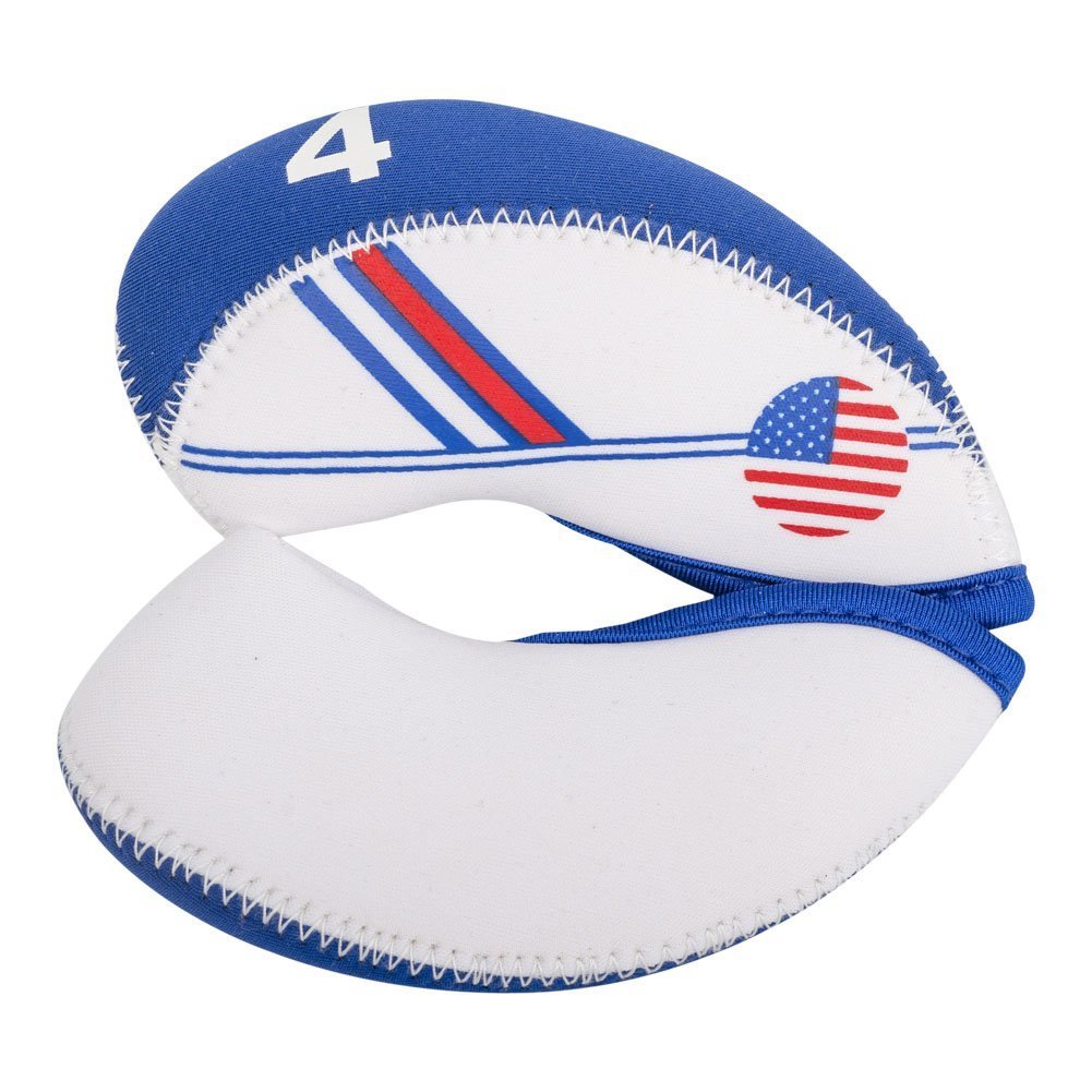 Golf Iron Head Cover Navy Blue 10pcs Set 4-9 A/Sw/Pw/Lw with Gossip Pattern Splice Digital Neoprene Golf Club Headcovers Wedge Iron Protective Headcover