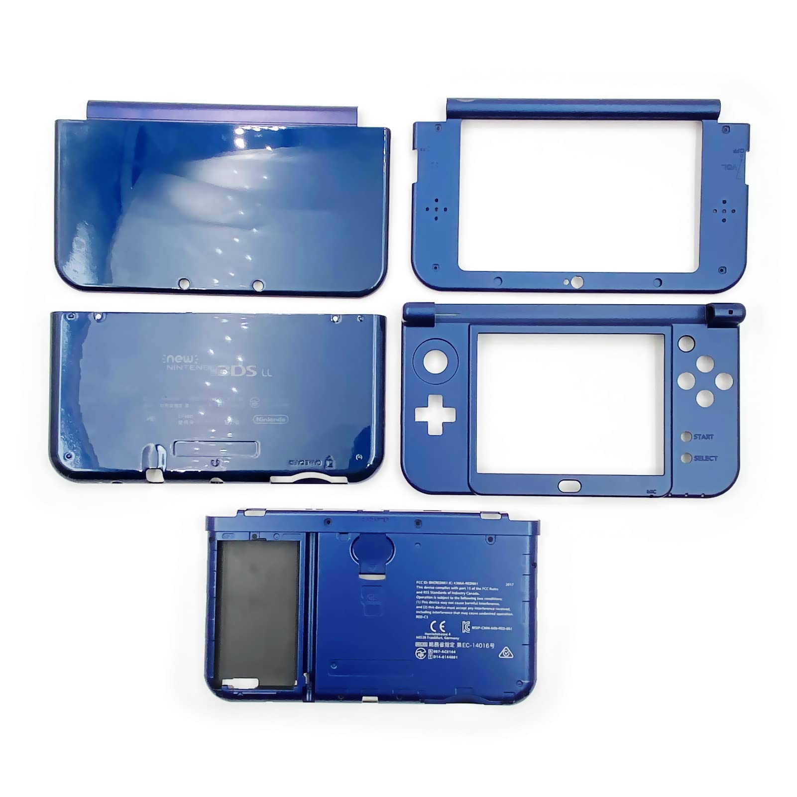 New3DS XL Housing Case Shells Blue Color 5 PCS Set Replacement, for Nintendo New 3DS XL LL New3DSXL Handheld Game Console, Outer Casing Faceplate Top Back Cover Plates Spare Parts Accessories