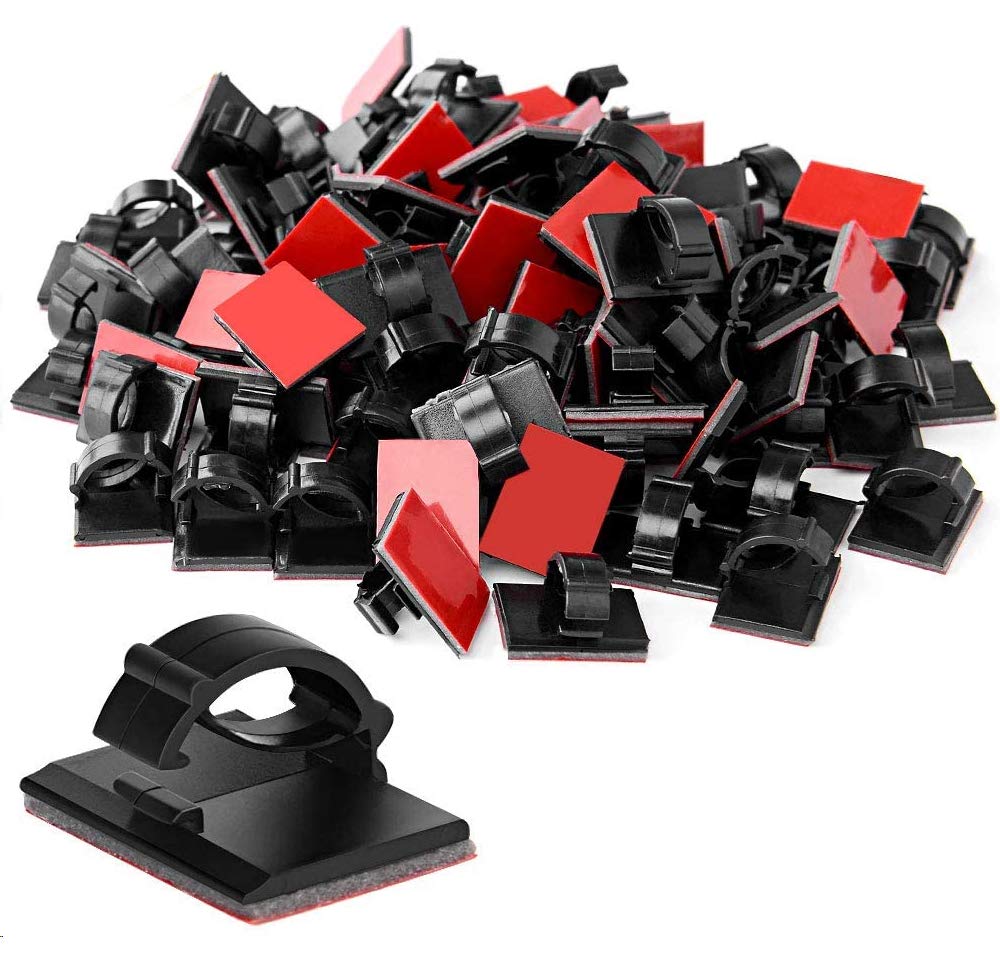 GOOACC G0008A Cable Management Adhesive Cable Clips Cord Organizer Wire Clips Cable Ties For Car, Office, Home, And Desk Accessories(100 Pieces/ Black)
