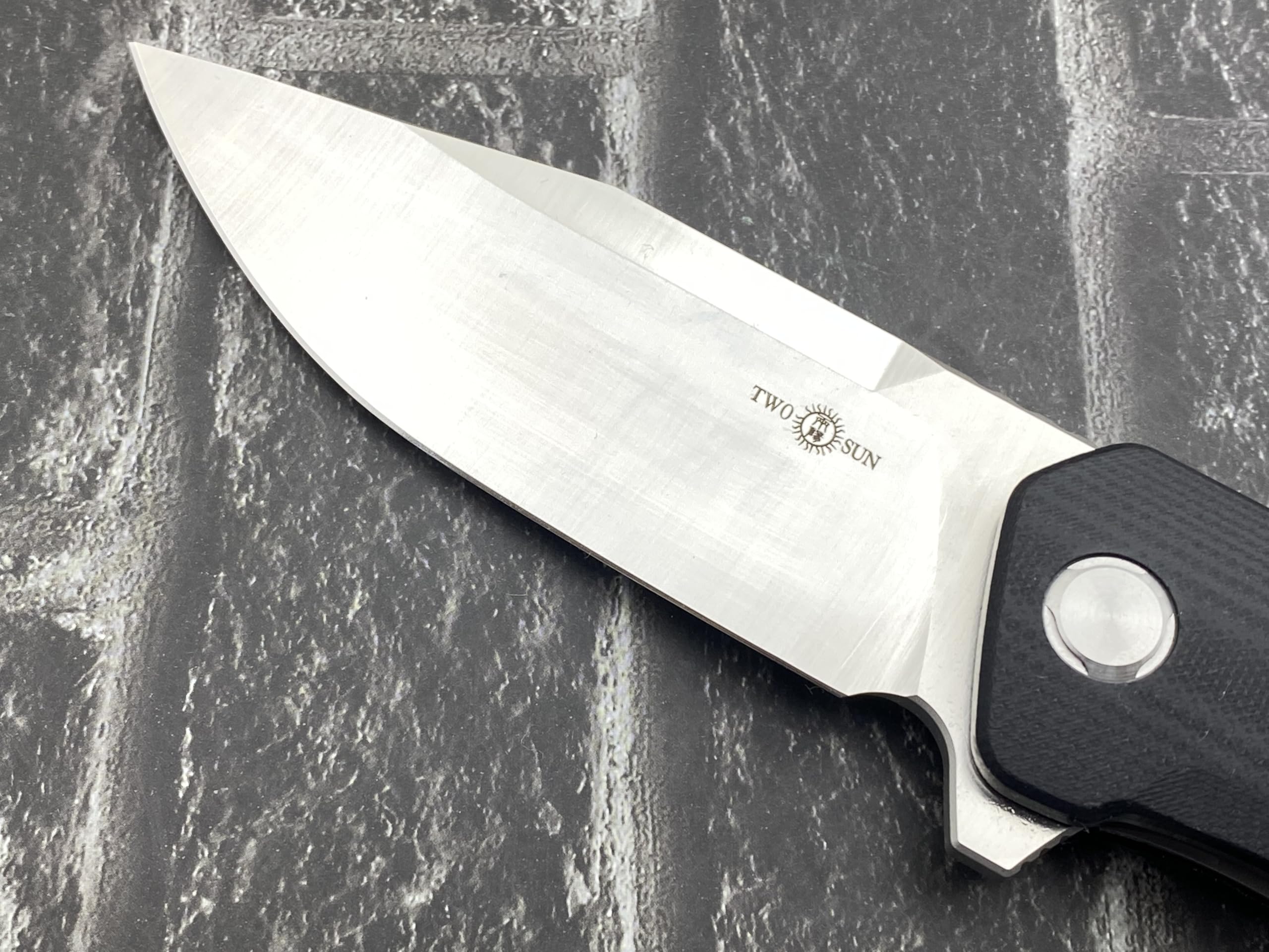 TwoSun Folding Knife 14C28N Blade 420 Steel / G10 Handle Pocket Knife TS515-14C28N-Satin