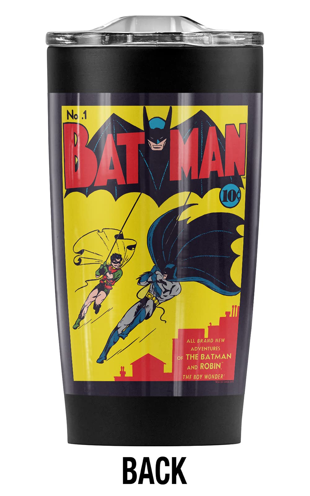 Logovision Batman First Cover Stainless Steel Tumbler 20 oz Coffee Travel Mug/Cup, Vacuum Insulated & Double Wall with Leakproof Sliding Lid | Great for Hot Drinks and Cold Beverages