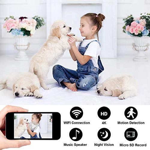 QAOLZCC WiFi-Hidden-Spy-Camera, Alarm Clock with Bluetooth Speaker 1080p/2K/4K Full HD Wireless Nanny Cam with Night Vision and Motion Detection Alarm, Security Recording with App