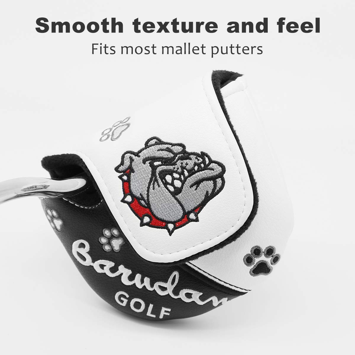 Golf Putter Cover Mallet, Putter Covers Golf Club Head Covers Putter Headcover for Mallet Leather Golf Putter Head Covers with Magnetic for Odyssey 2 Ball Scotty Cameron Callaway (White-2)