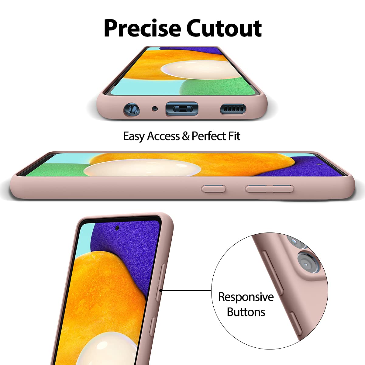 GOOSPERY Liquid Silicone Case for Galaxy A52 (4G/5G) Silky-Soft Touch Full Body Protection Shockproof Cover Case with Soft Microfiber Lining - Pink Sand