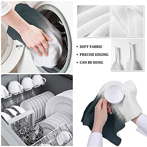 Kitchen Towels 4 Pack 18×28in-Super Absorbent Dish Cloth Monochrome Mystical Fantasy Forest Soft Dish Towel for Home Drying Dishes Heavy Fog Natural Scenery Tea Bar Hand Towels Cleaning Cloths