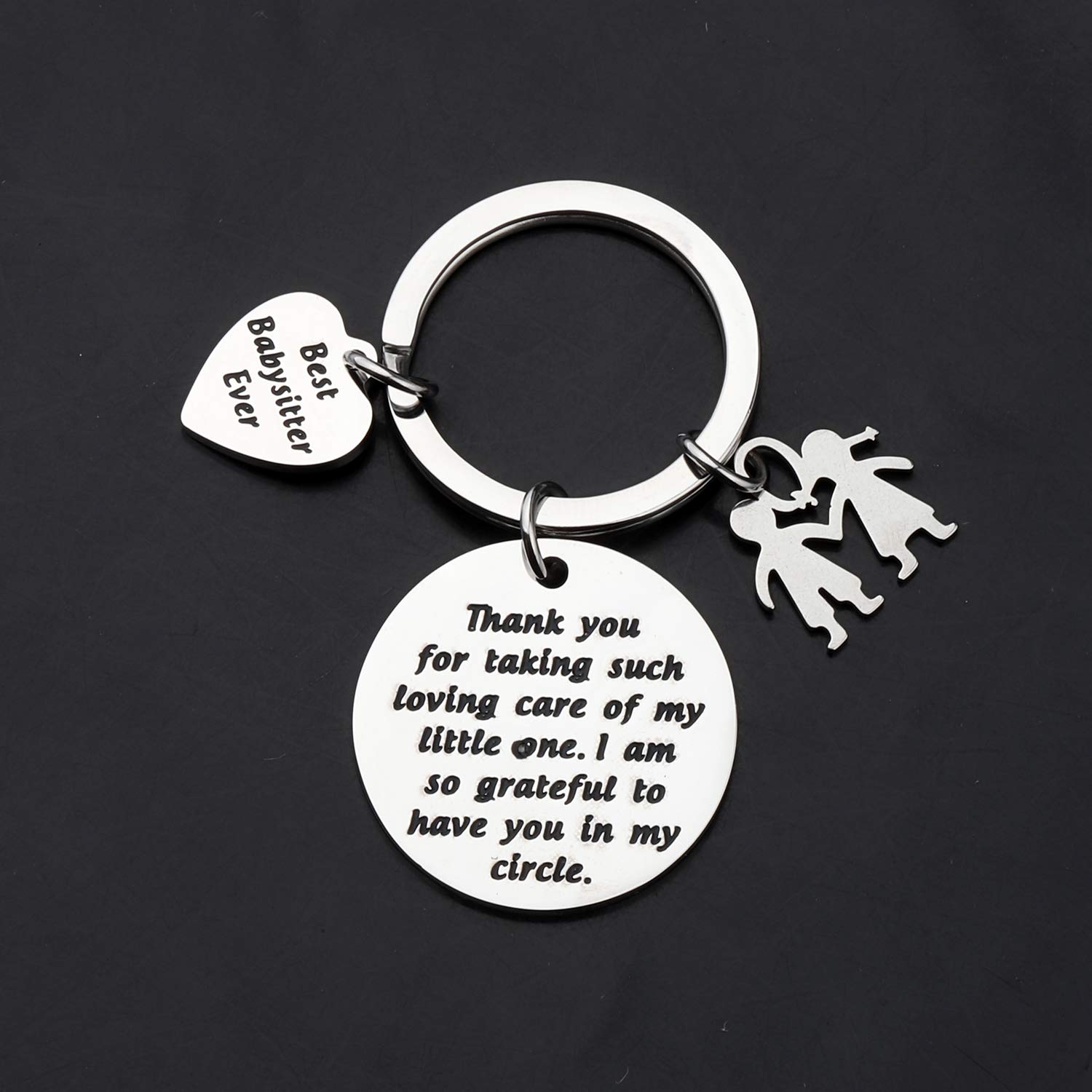 Gzrlyf Babysitter Keychain Babysitter Appreciation Gift Thank You Nanny Gifts (Silver Keychain)