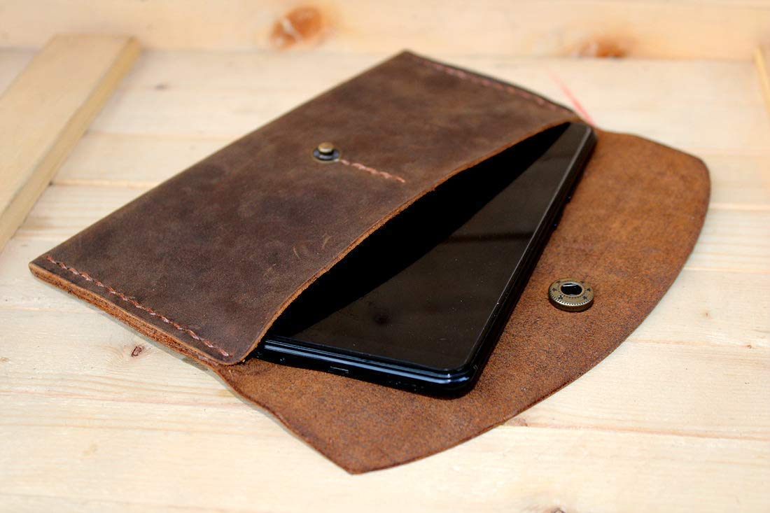Handmade High Quality Retro Leather Multi-function Envelope Mobile Phone Card Holder Wallet