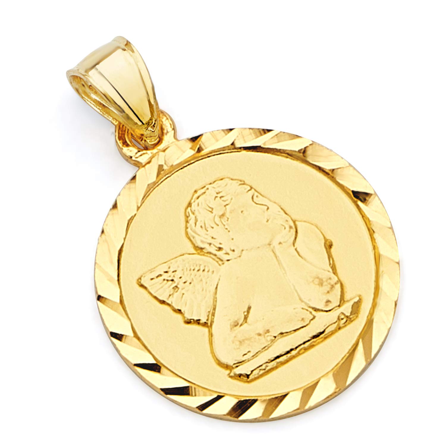 GoldenMine Fine Jewelry Collection 14k Yellow Gold Religious Angel Pendant