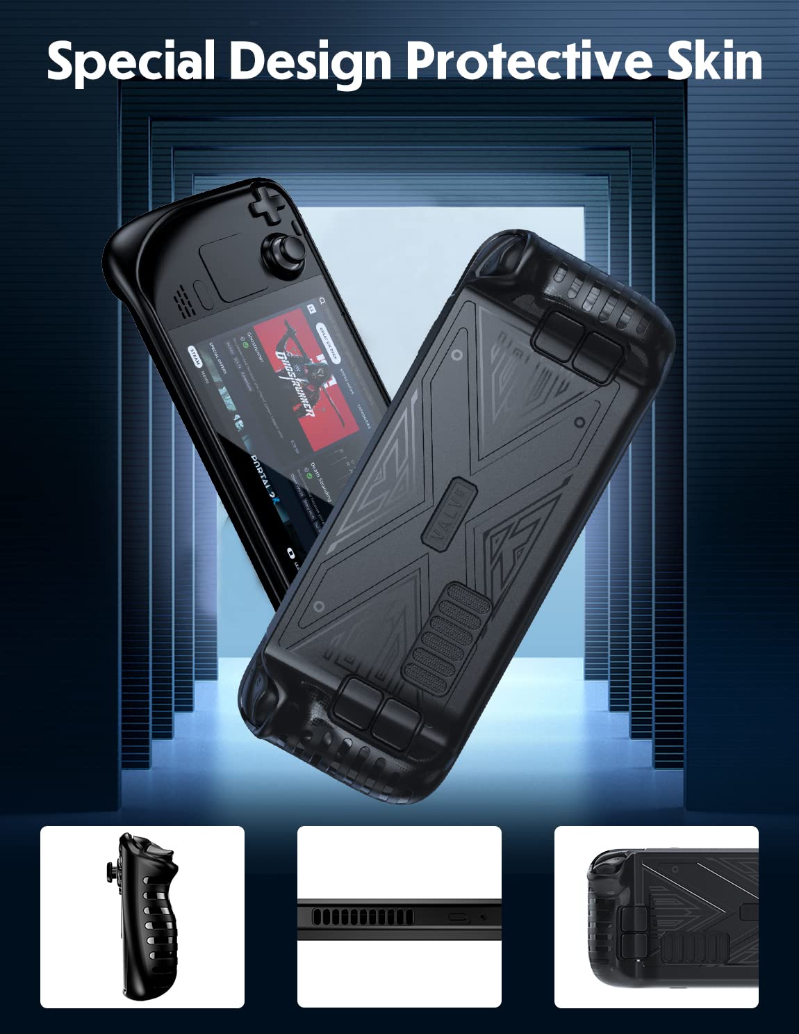 NEWENMO Protective Case for Steam Deck, for Steam Deck Skin Protective Case, Non-slip TPU Protective Case Screen Protector, Shockproof Anti-Collision with Cool Design for Steam Deck Console