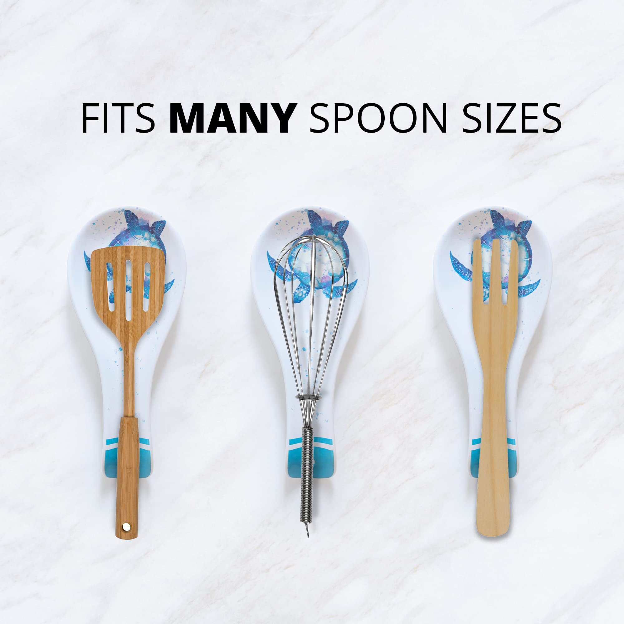 Large Spoon Holder - Sea Turtle Spoon Rest - Nautical, Ocean Beach Decor - Utensil Holder/Ceramic Spoon Holder for Kitchen - Great Kitchen Gift for Men, Women, Friends, or Birthdays