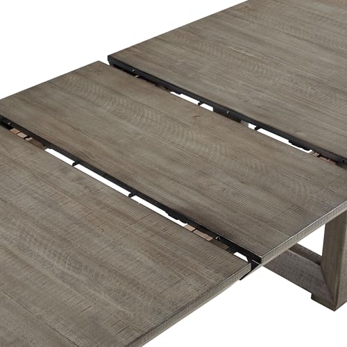 WILLIAMSPACE 98" Wood Extendable Dining Table for 6 to 10, Country Rustic Rectangular Kitchen Table with Wood Leg, Large Dining Room Table Farmhouse Furniture, Easy to Assemble (Grey)