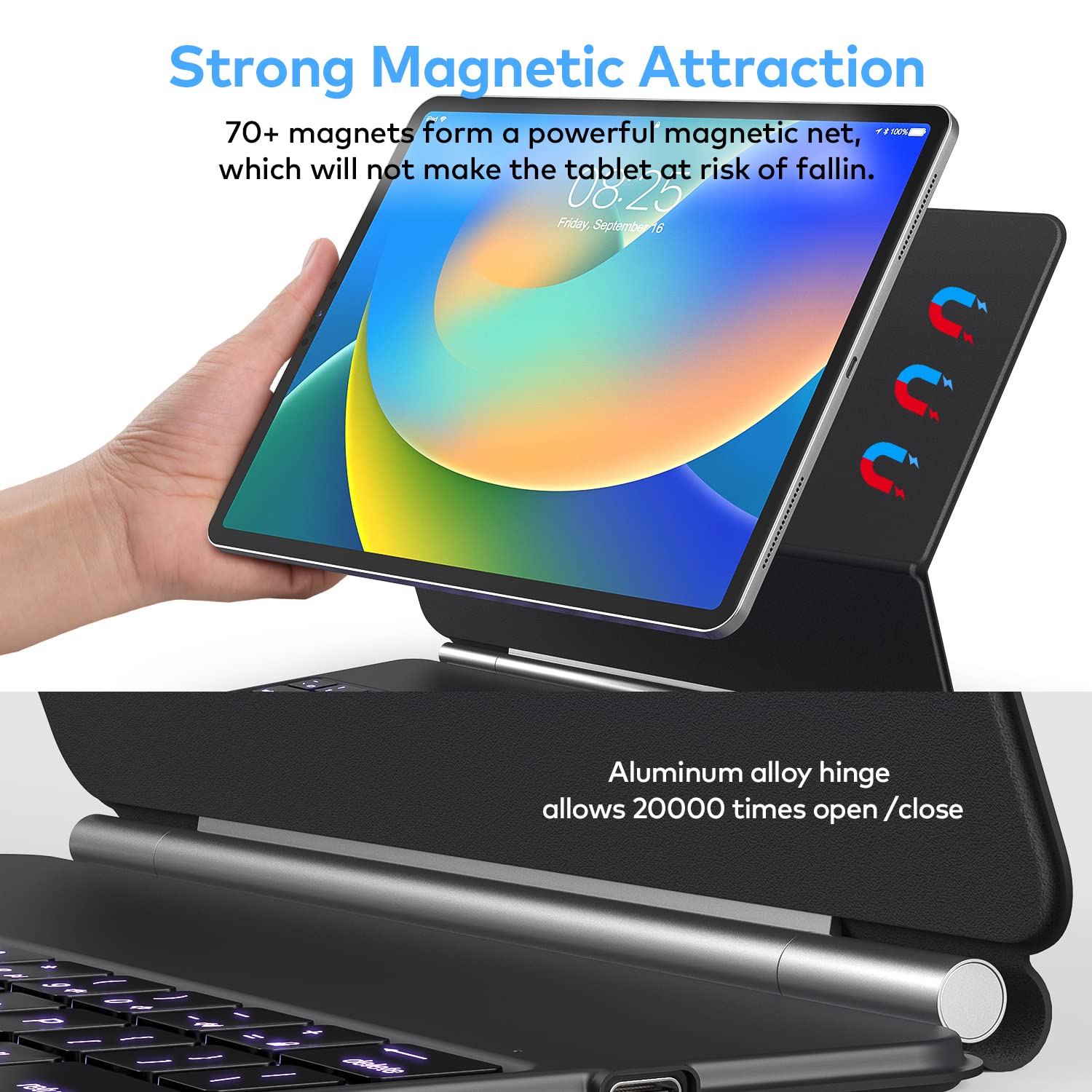 runelk Keyboard Case for iPad Pro 11 inch 2022-4th Generation / 10.9” Air 5th Gen – Magic-Style Keyboard Case with Multi-Touch Trackpad Compatible with iPad Pro 11” 1st /2nd /3rd /& Air 4th Gen.