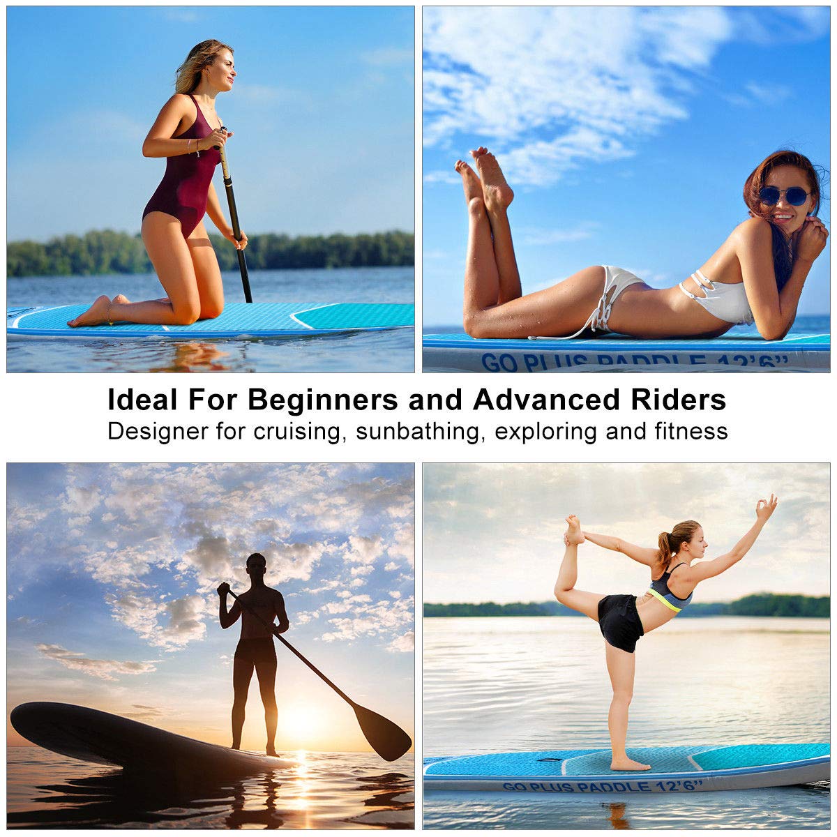 Goplus SUP Inflatable Cruiser Stand Up Paddle Board for Professional Racing 6" Thickness iSUP w/Removable Single Fin, Adjustable Paddle, Pump Kit and Backpack (12.5' Professional Sup)