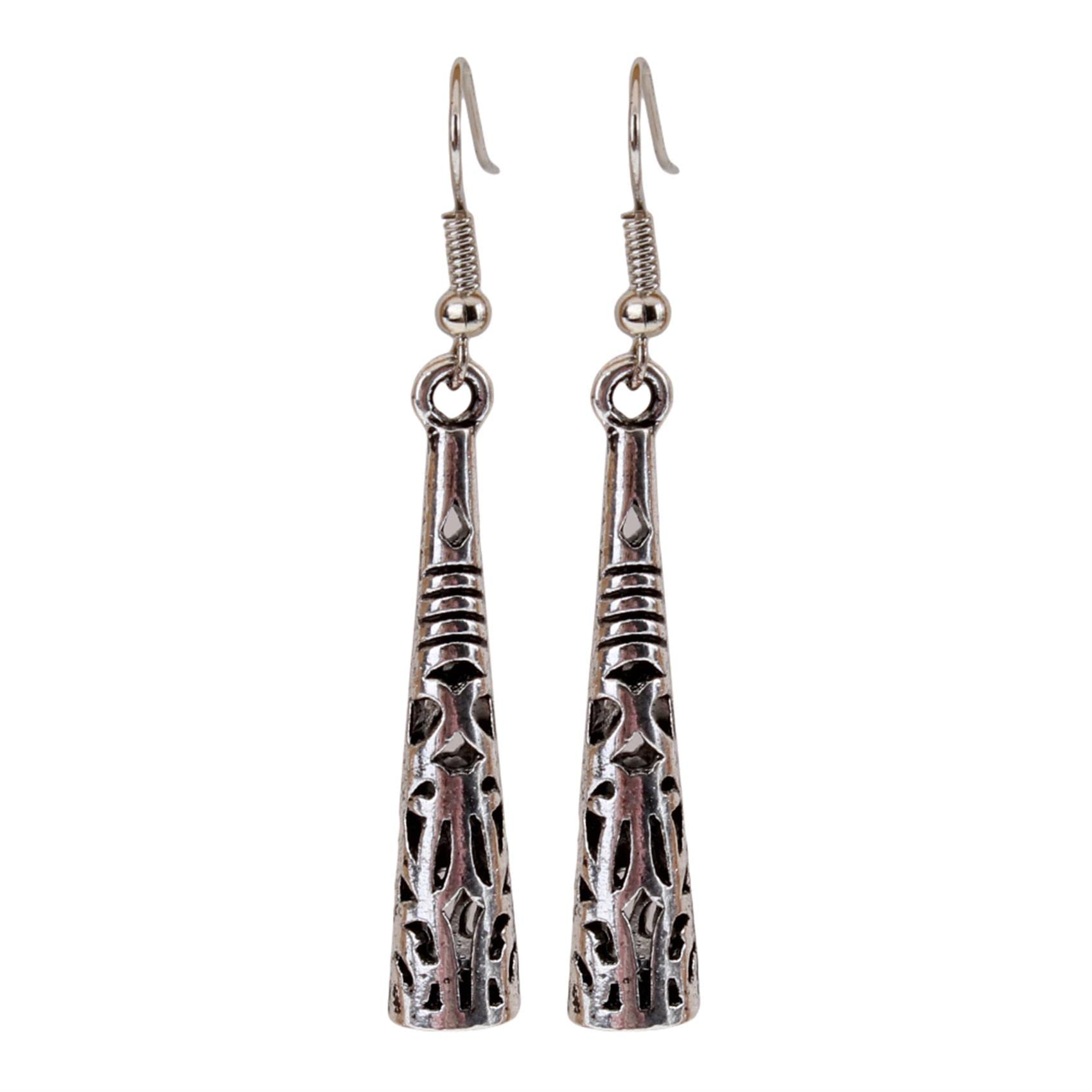 Guoshang Women Vintage Silver Boho Dangle Earrings Hollow Out Tribe Totem Ear Drop Earrings