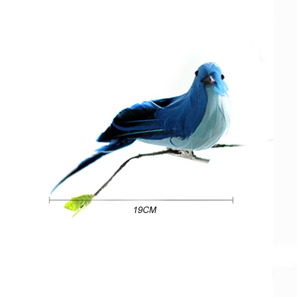 joyMerit 2Pcs Artificial Foam Birds, Clip on Feathered Bird Ornaments, DIY Craft for Home Garden Lawn Decoration Party Accessories, Blue