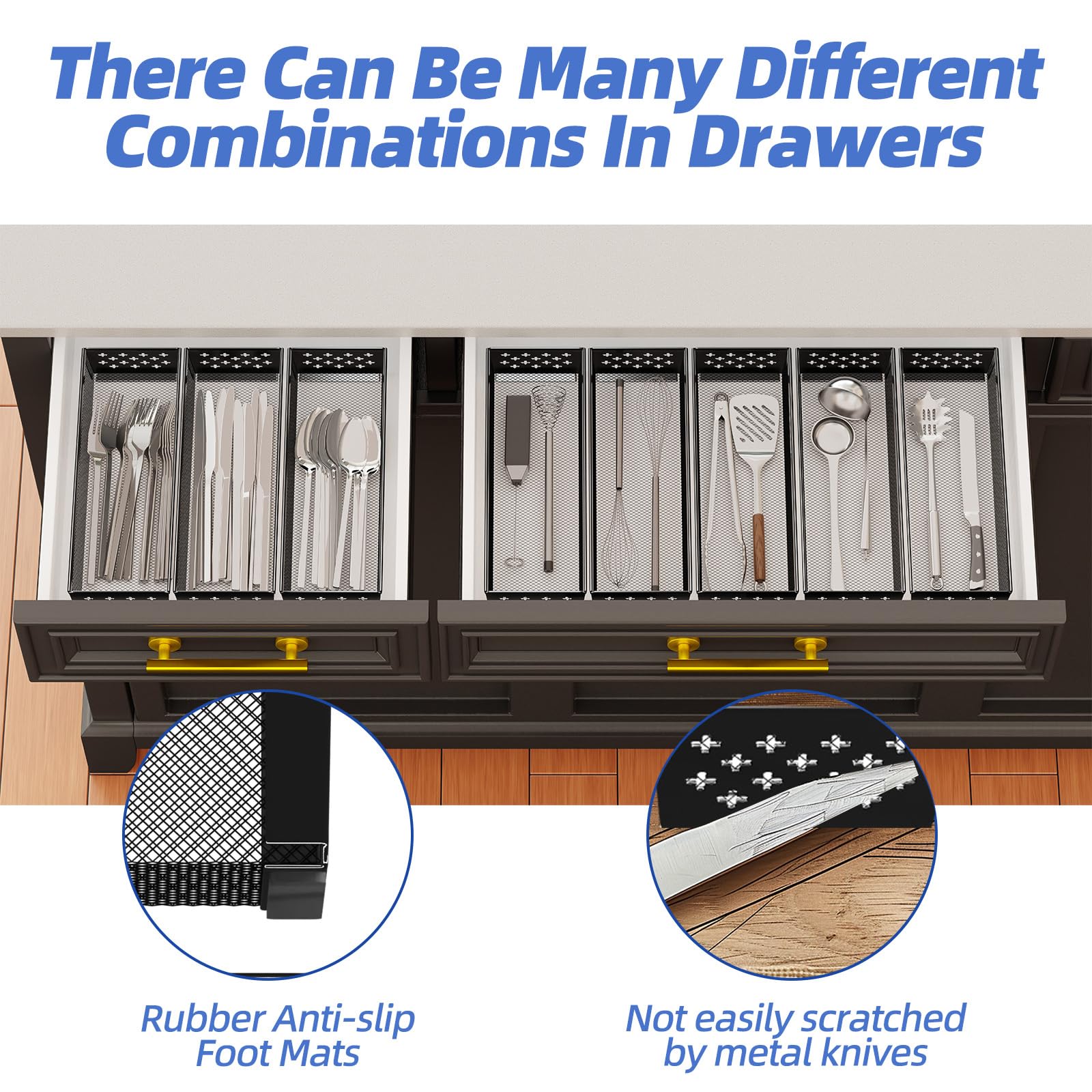 Simple Trending Silverware Drawer Organizer, Silverware Organizer for Drawer, 8 Pack Utensil Organizer for Kitchen Drawers, Kitchen Drawer Organizer for Large Utensils(12.2 * 3.2 * 2.1 inch)