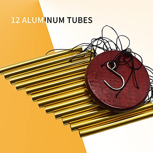 Pgzsy Wind Chimes for Outside, Sympathy Wind Chimes Outdoor Clearance with 12 Aluminum Alloy Tubes and Hook, Memorial Wind Chimes Outdoor