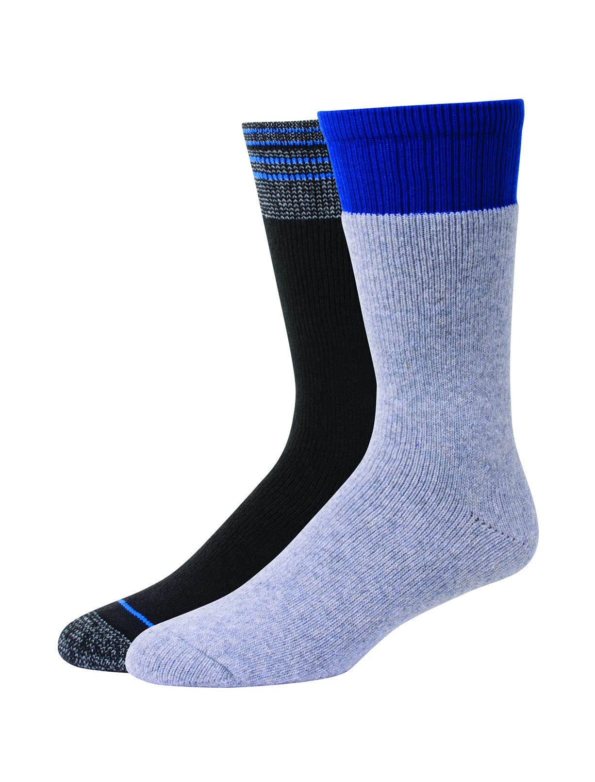 Hanes mens X-temp 2-pack Outdoor Sock, Warmest Over the Calf Black, Shoe Size 6-12 US