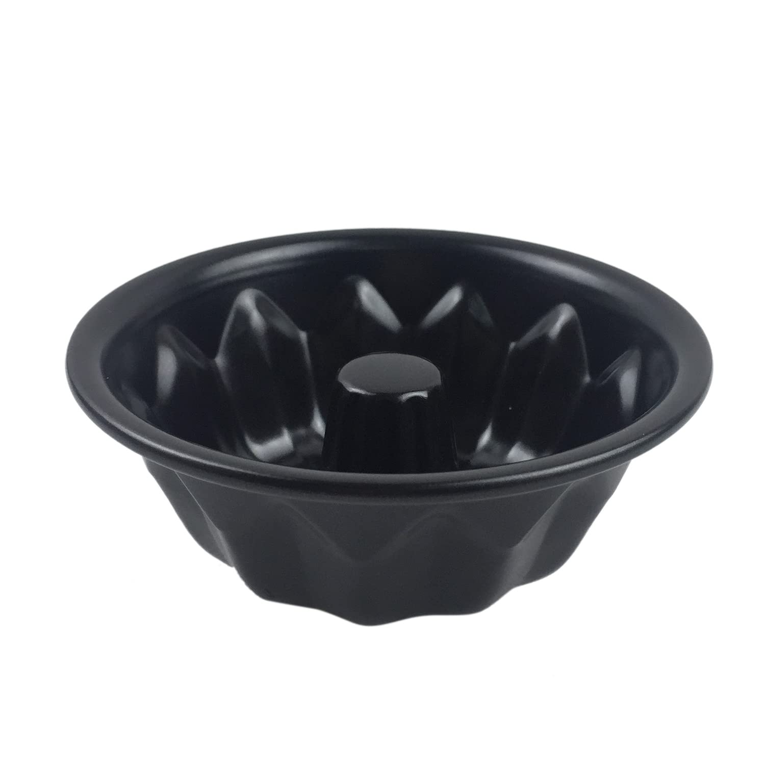 LoveDeal Pack of 4 Mini Fluted Tube Pan, 4 Inch Non-Stick Bakeware Set, Quick Release Coating, Bundt Cake Pans for Baking Cupcake, Muffin, Brownie, Pudding, Kugelhopf, Brownie - Black