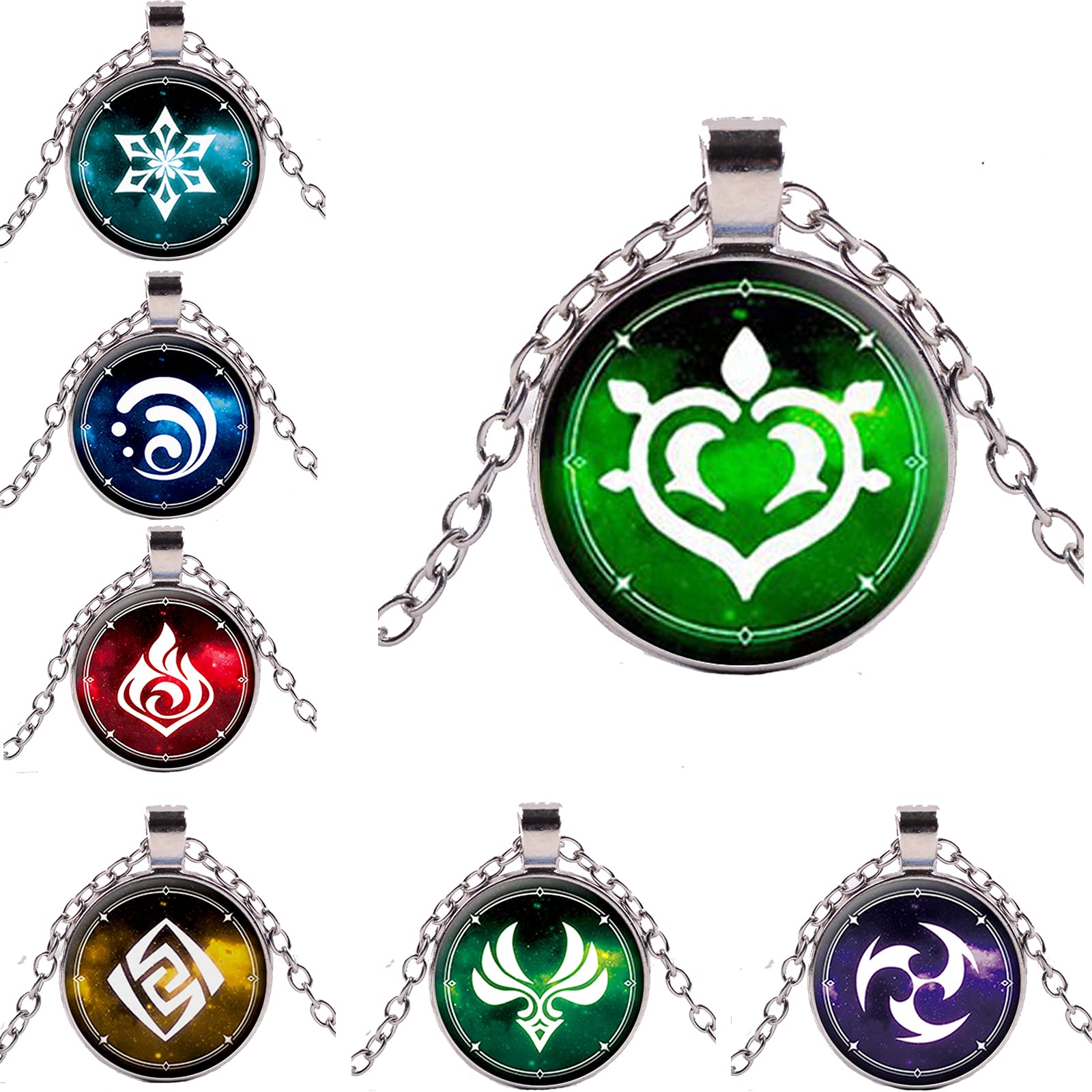 Gonii 7Pcs Genshin Impact Necklace Set,God's Eye Genshin Impact Cosplay Anime Exquisite Necklace