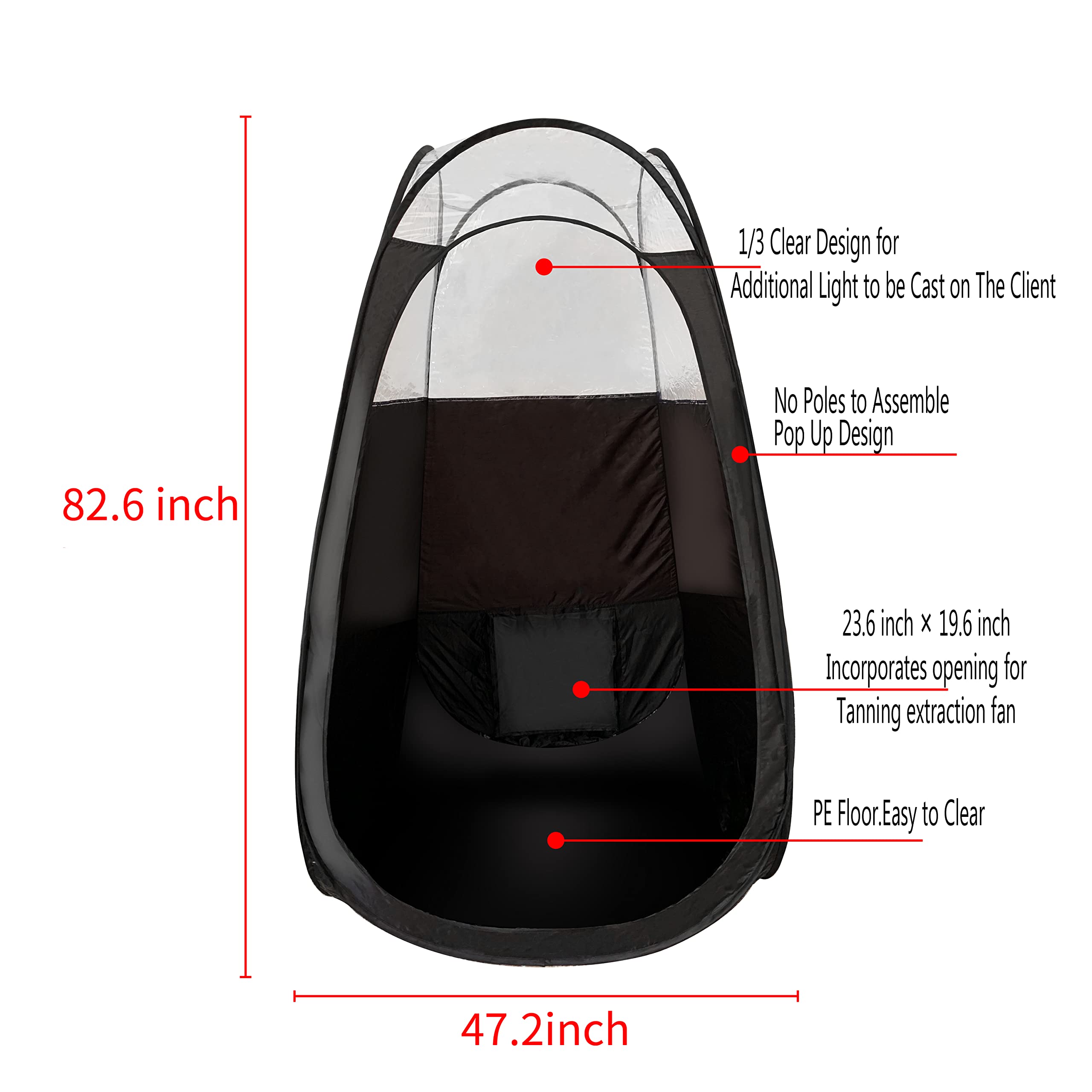 KobbTan Large Deluxe Spray Tanning Pop Up Tent in 1/3 Clear Black Portable Mobile Tan Booth with Carry Case